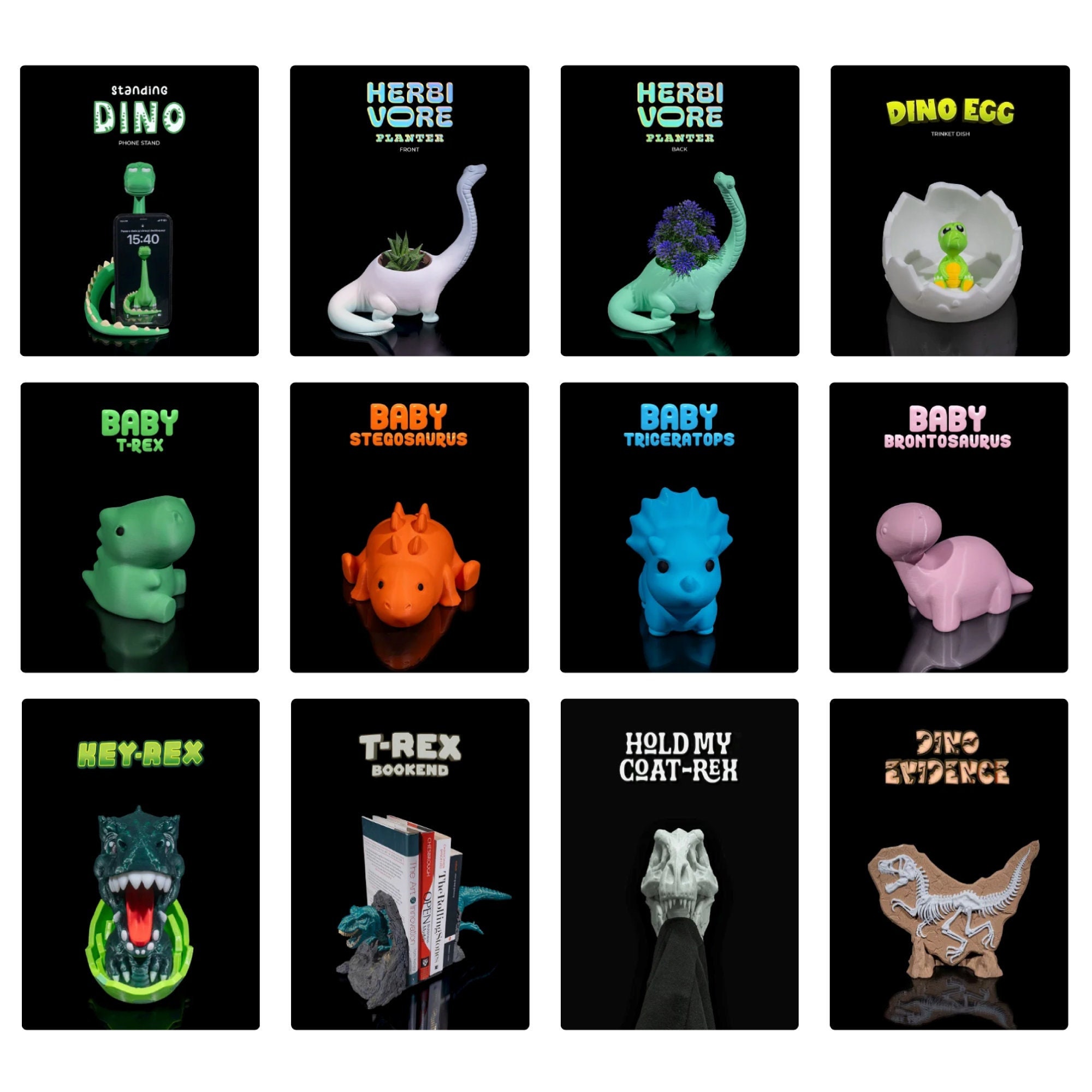 Dinosaur Pack 3D Print STL Files 12 Models With Instructions & Media ...