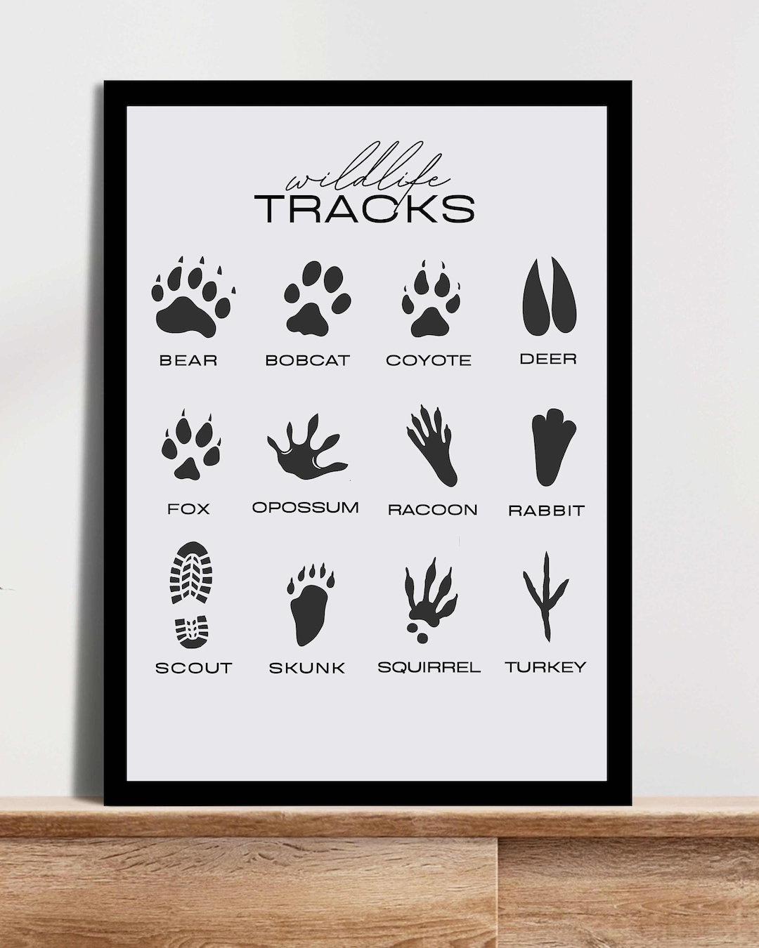 Wildlife Tracks Print: Scout Gift, Animal Track Identification (digital ...
