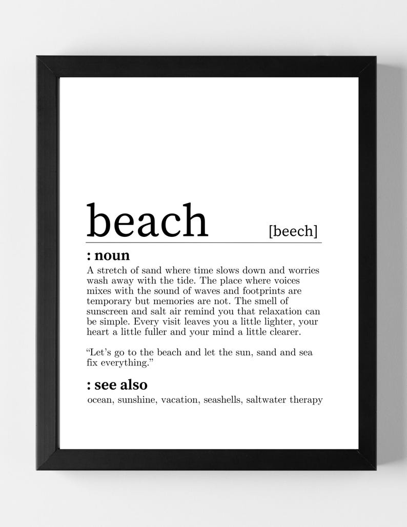Beach Definition Print: Minimalist Word Art (digital Download) - Etsy