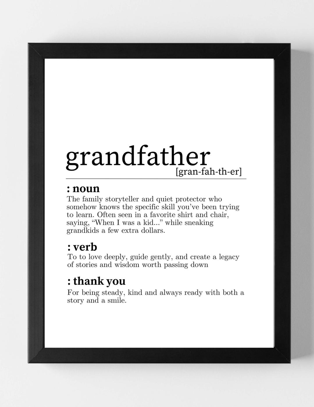 Grandfather Definition Print: Thank You Gift (digital Download) - Etsy