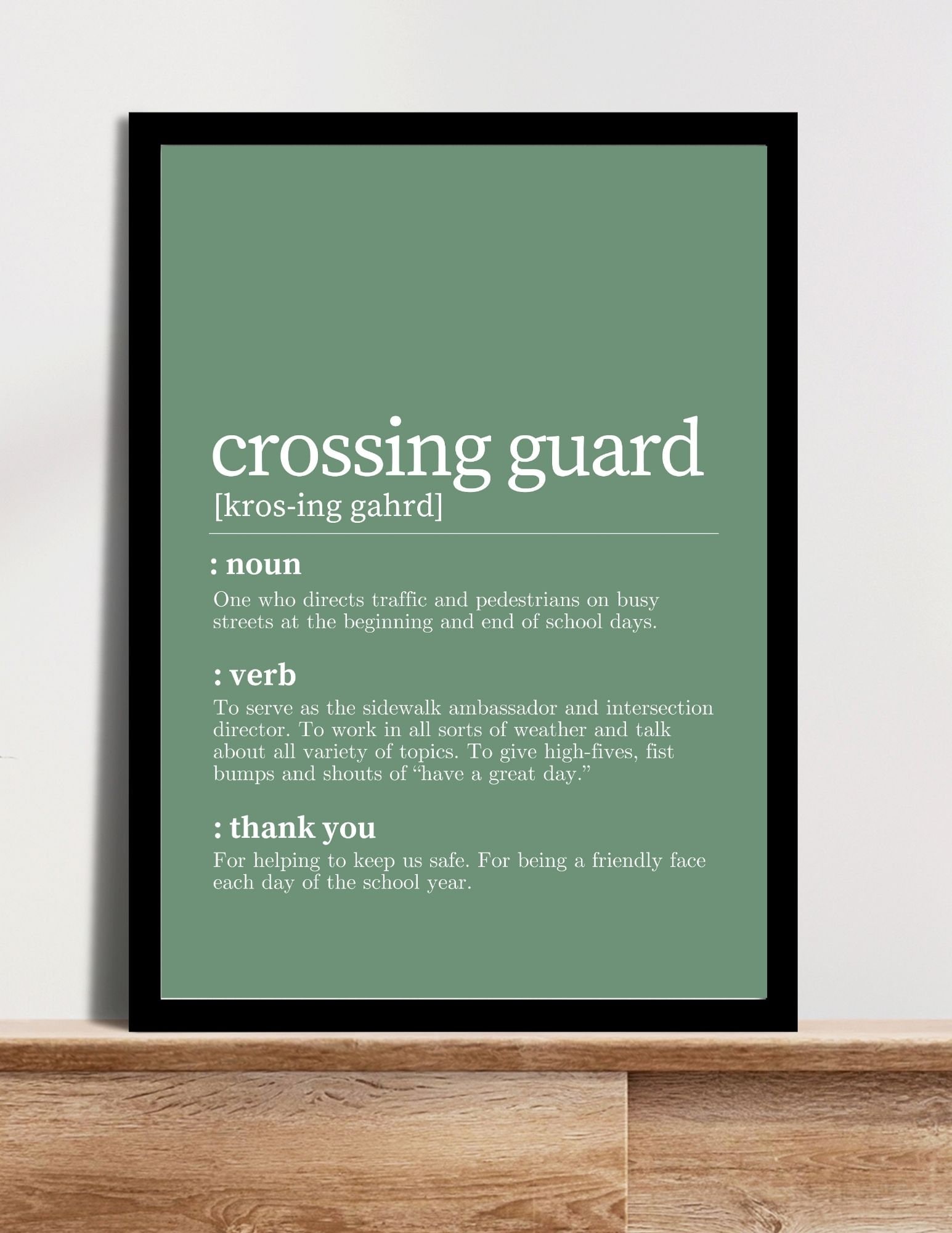 DEFINITION Crossing Guard: Thank You Print and Gift for Crossing Guard ...
