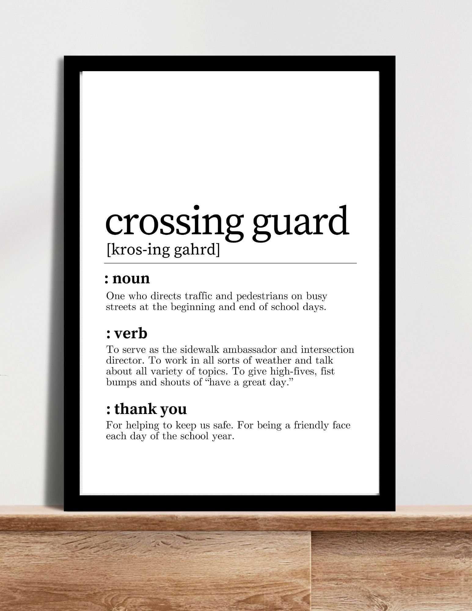 DEFINITION Crossing Guard: Thank You Print and Gift for Crossing Guard ...