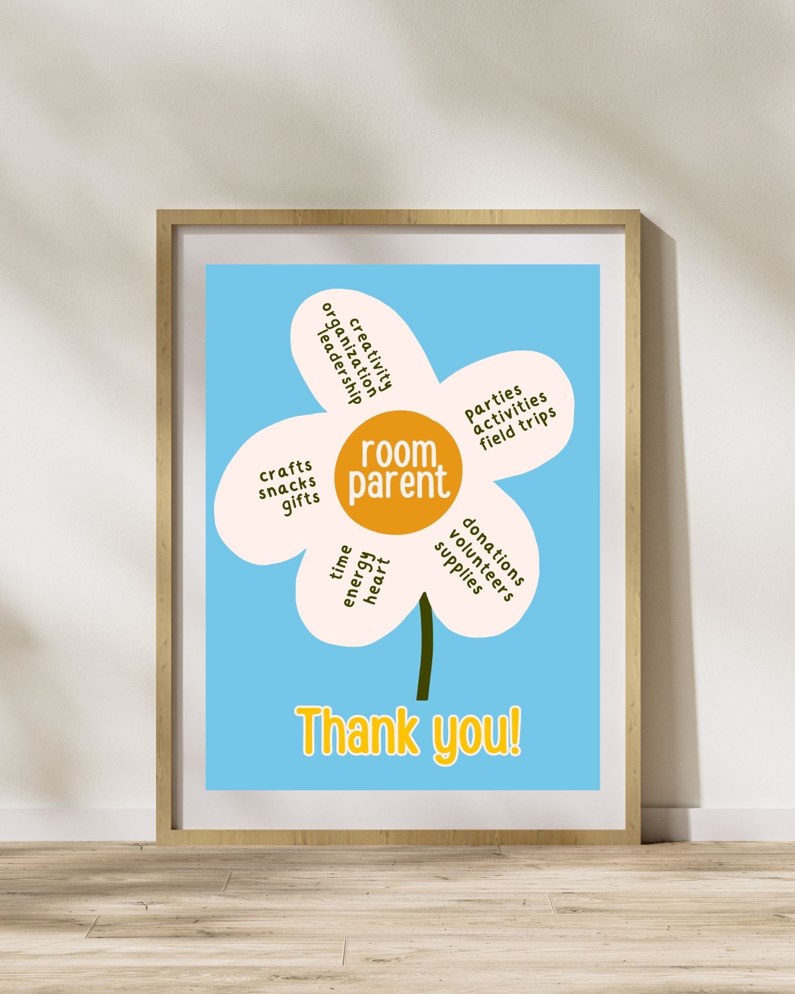 Room Parent Thank You in Flower: Digital Download, Printable, 8.5x11 or ...