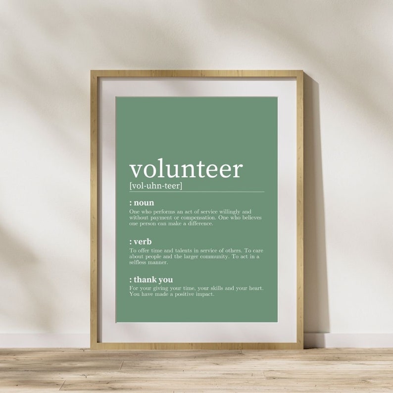 Volunteer Definition Print: Thank You Gift (digital Download) - Etsy