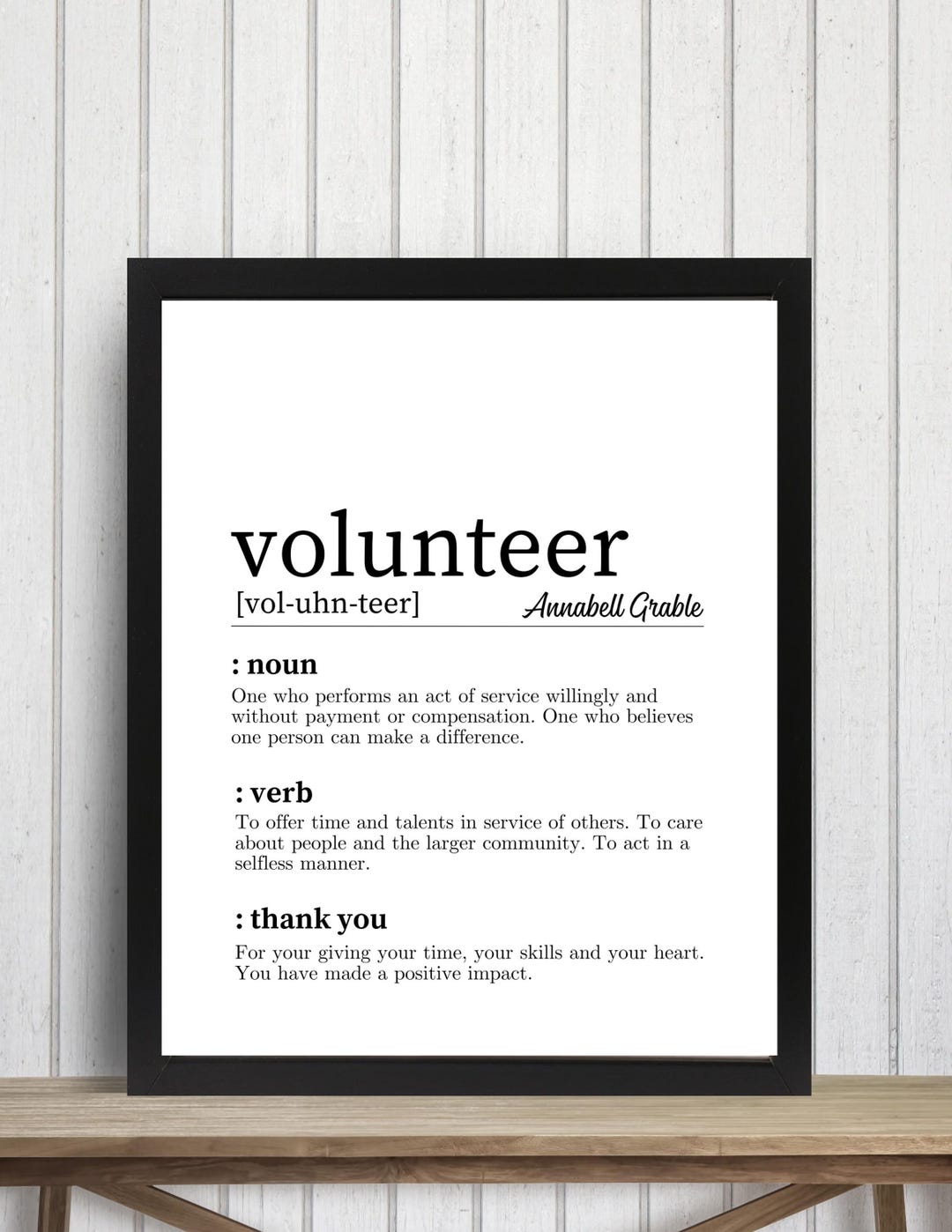 CUSTOM DEFINITION Volunteer Print: Thank You Print and Gift for ...