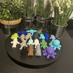 3D Printed Marine Animal Toy Bundle Colorful Flexible Fidget Sensory ...