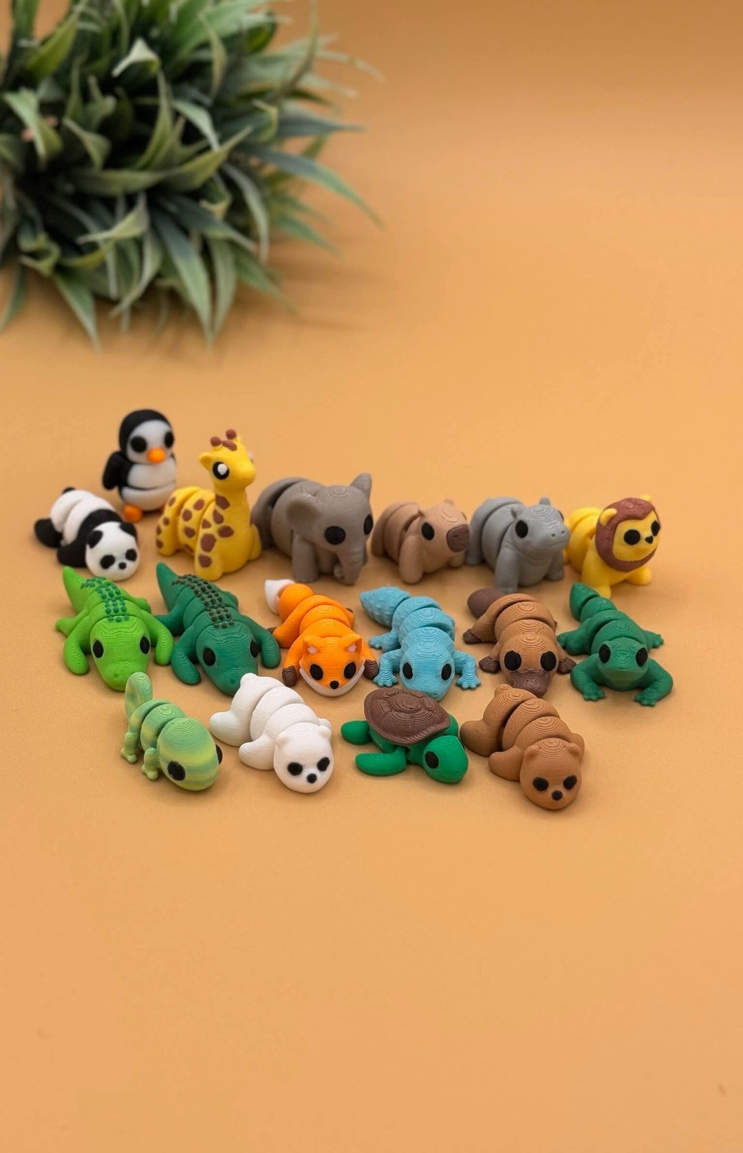 3D Printed Zoo Animal Toy Bundle, Colorful Flexible Fidget Sensory Aid ...