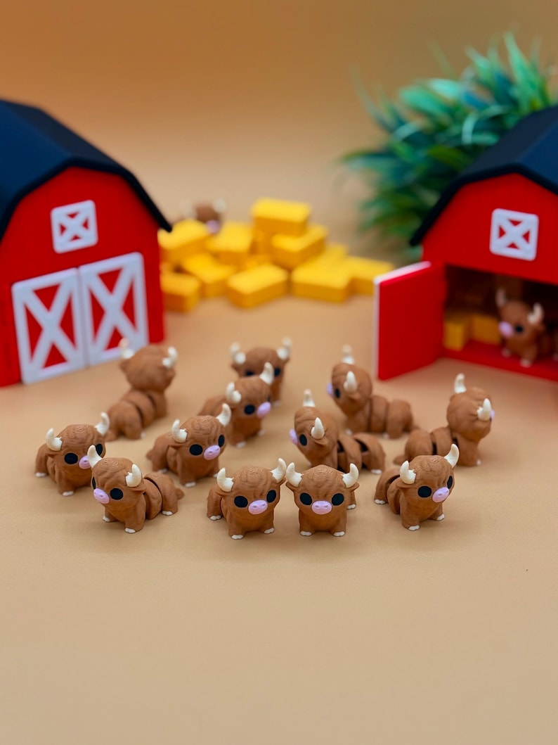 3D Printed Farm Animal Fidget Toy Bundle, Cute 3D Print Mini Sensory ...