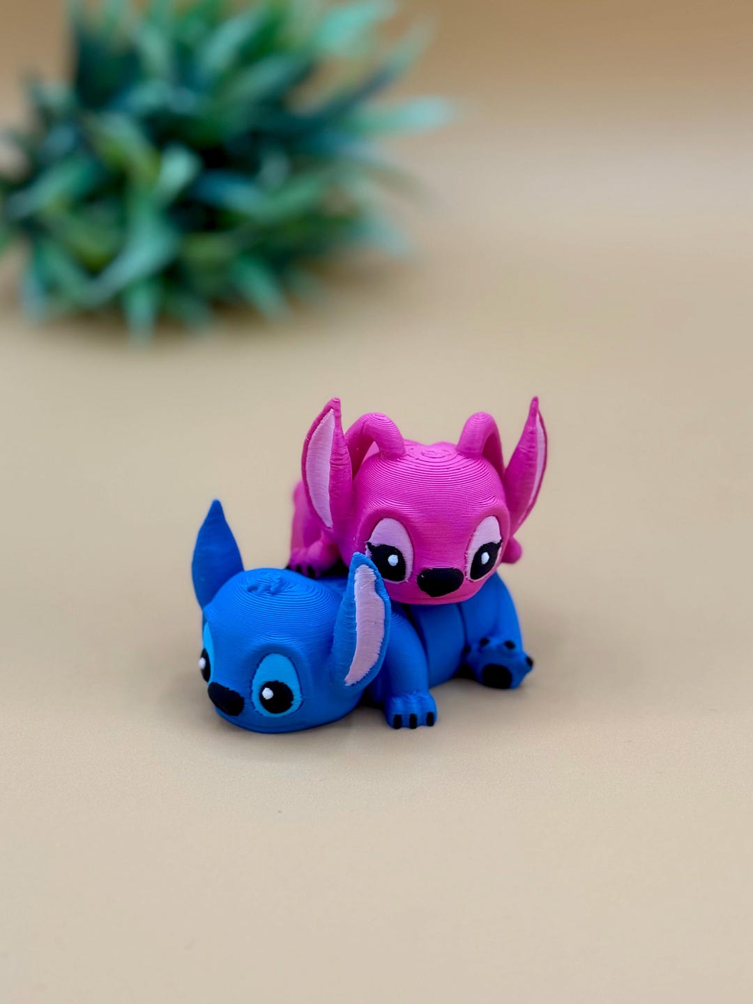 3D Printed Stitch and Angel Inspired Fidget Toy, Cute Blue and Pink ...