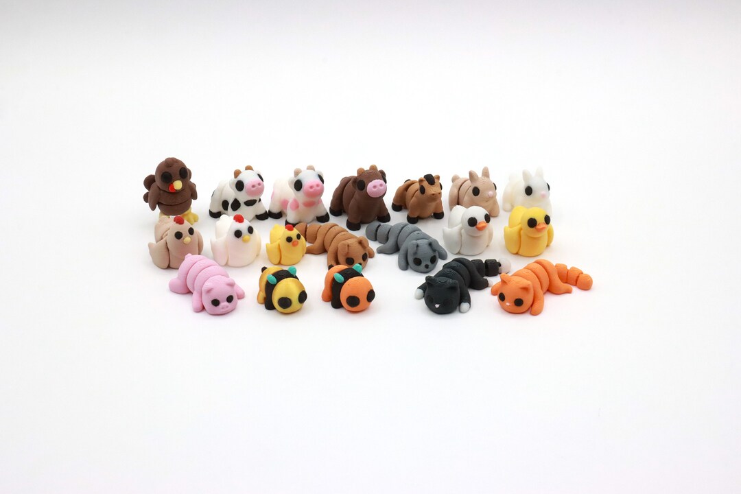 3D Printed Farm Animal Fidget Toy Bundle, Cute 3D Print Mini Sensory ...