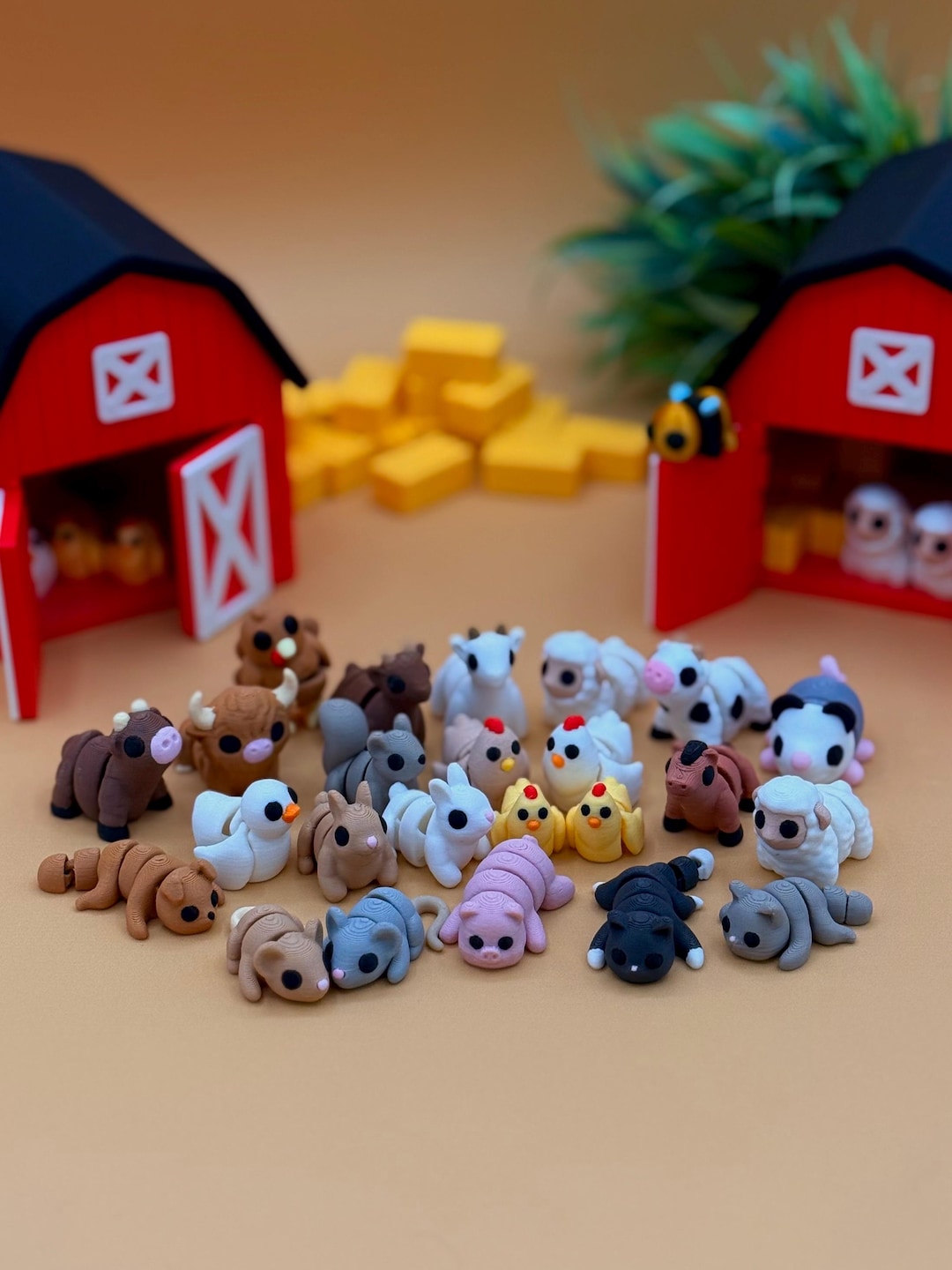 3D Printed Farm Animal Fidget Toy Bundle, Cute 3D Print Mini Sensory ...