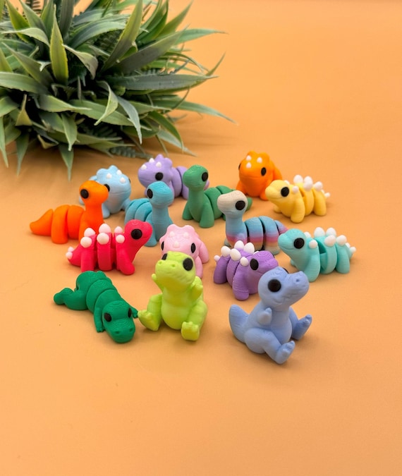 3D Printed Baby Dinosaur Fidget Toy Bundle 3D Print Mini Cute Dino Gift Idea Triceratops T Rex Stegosaurus Brachiosaurus Toys Bundle