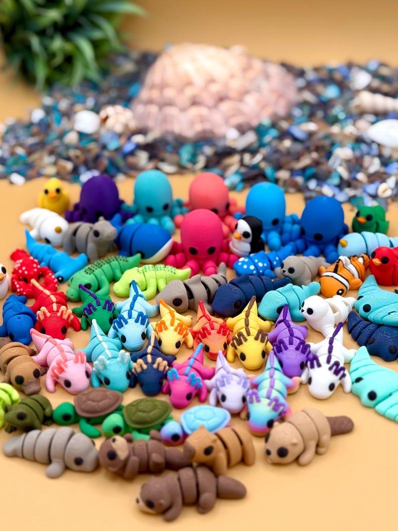 3D Printed Marine Animal Toy Bundle, Colorful Fidget and Sensory Aids ...