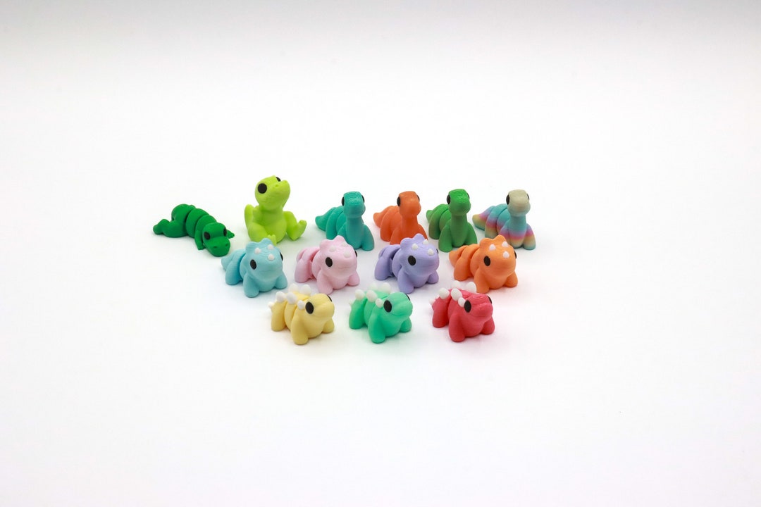 3D Printed Baby Dinosaur Fidget Toy Bundle, 3D Print Mini Cute Dino ...