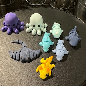 3D Printed Marine Animal Toy Bundle, Colorful Fidget and Sensory Aids ...