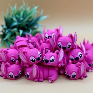 3D Printed Stitch and Angel Inspired Fidget Toy, Cute Blue and Pink ...