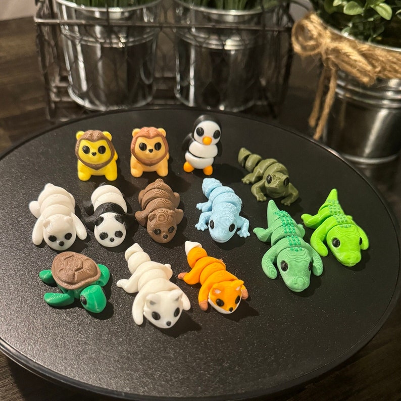 3D Printed Zoo Animal Toy Bundle Colorful Flexible Fidget Sensory Pet ...