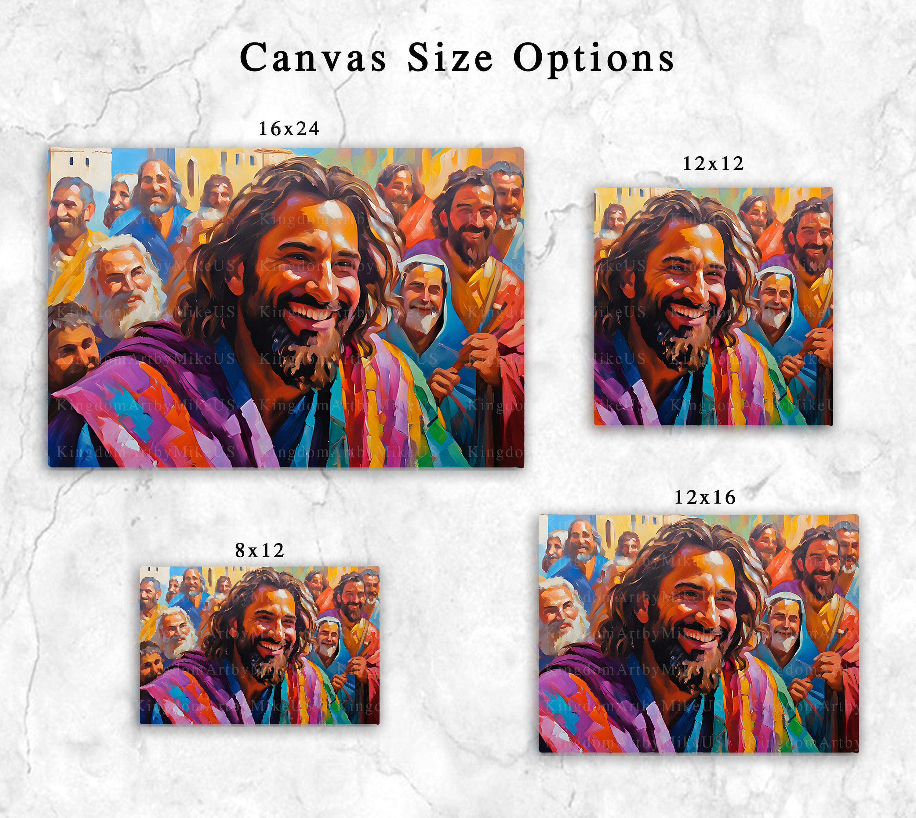Jesus in a Crowd - Christian Art on Canvas | Joyful Jesus, Colorful ...