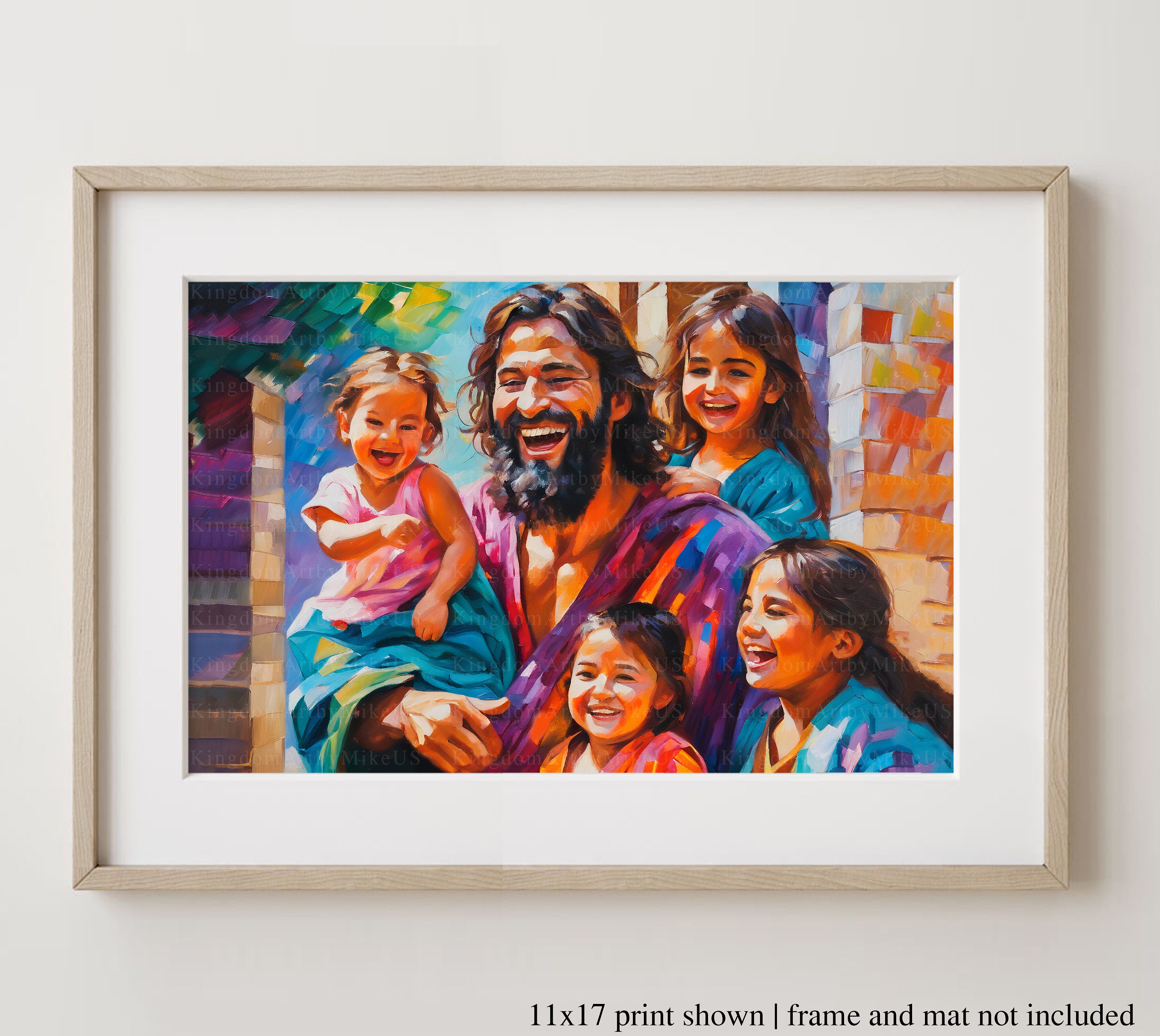 Jesus Laughing With Kids - Christian Art Print | Joyful Jesus, Colorful ...