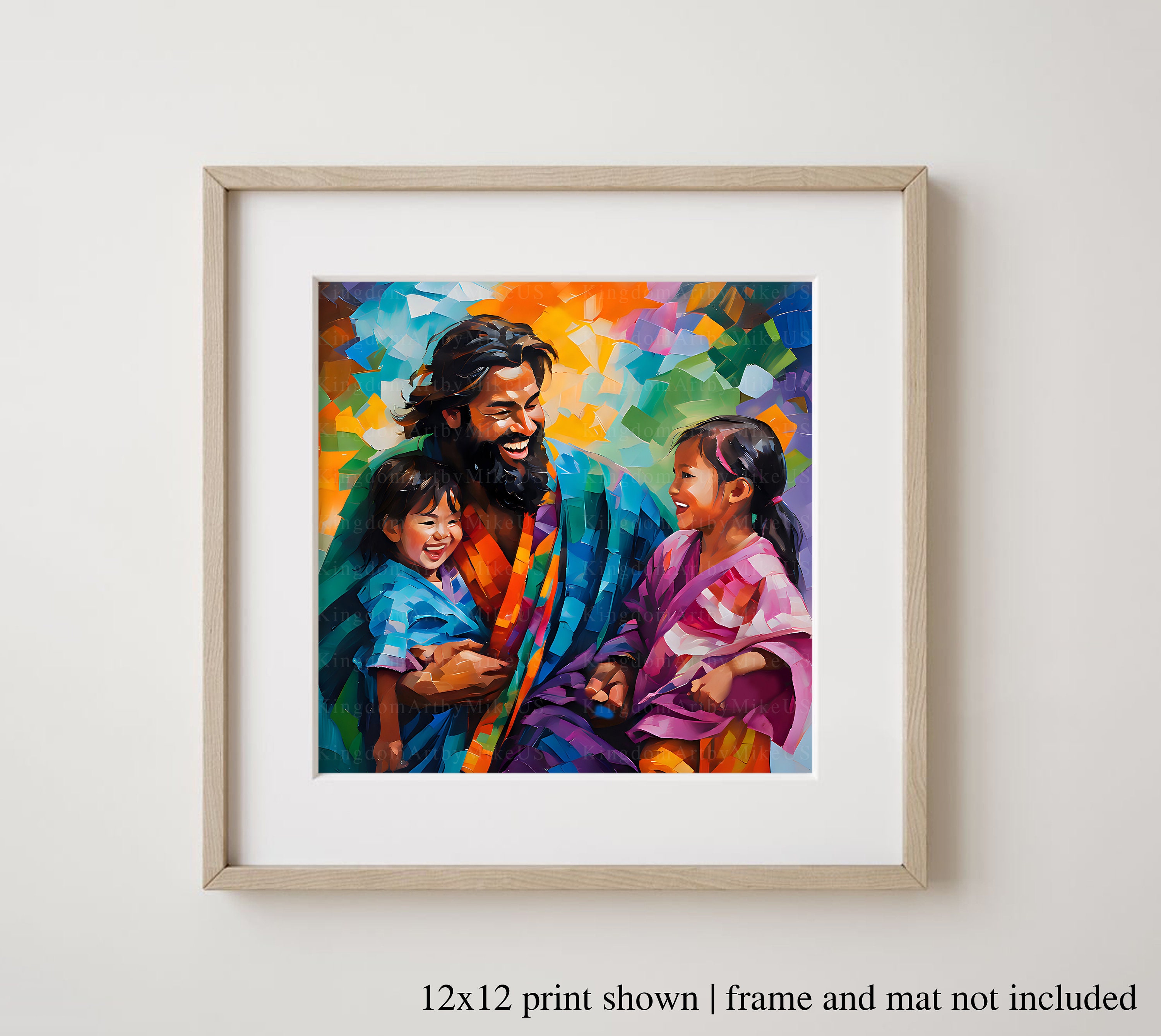 Jesus With Kids Christian Art Print Jesus and Kids, Colorful, Church ...