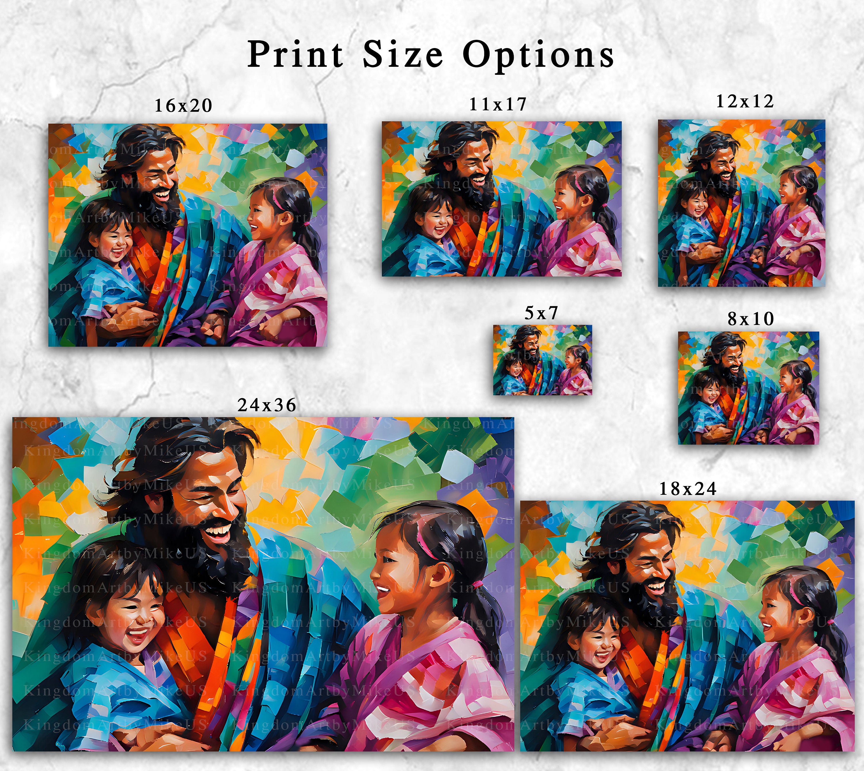 Jesus With Kids Christian Art Print Jesus and Kids, Colorful, Church ...