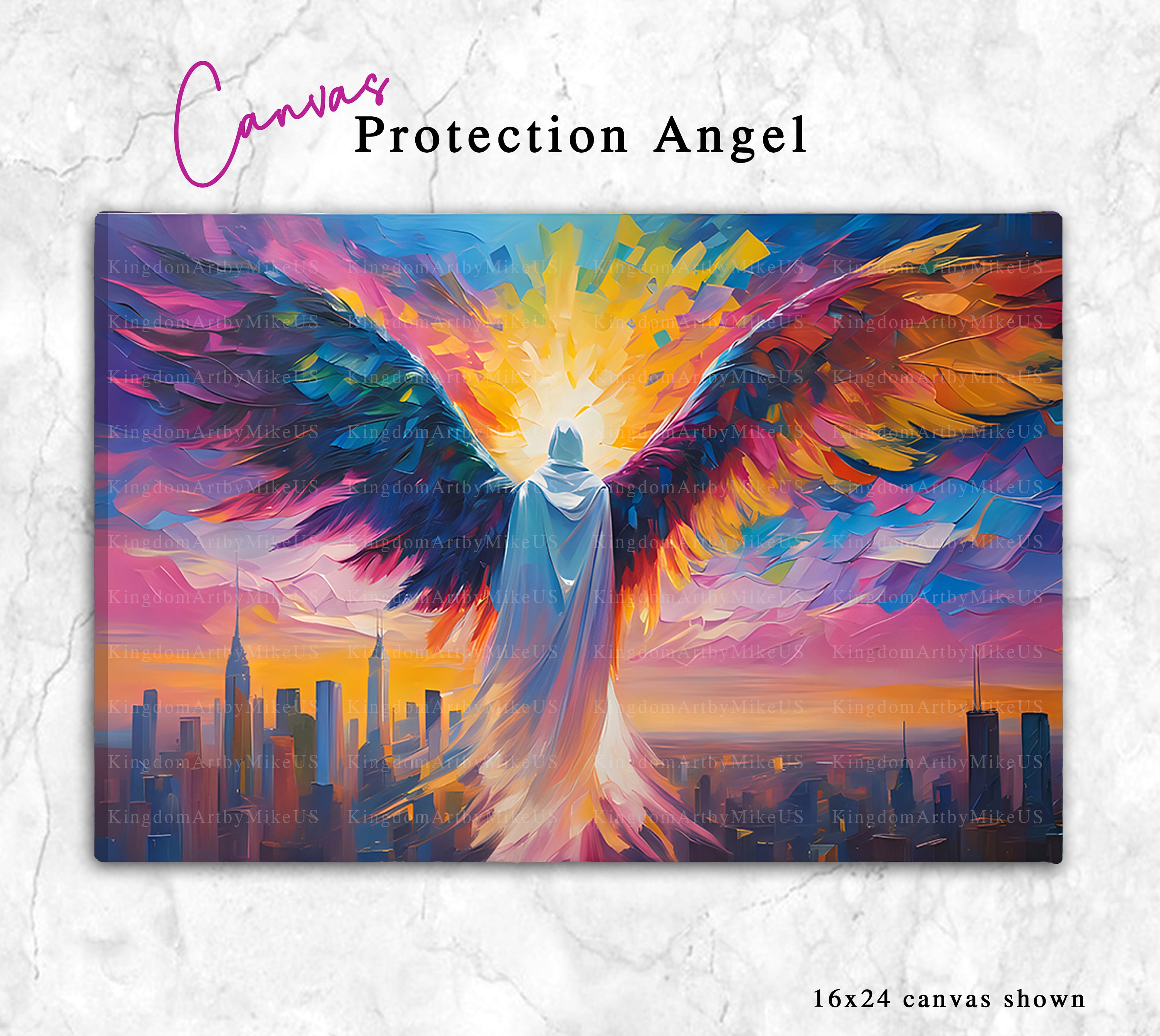 Protection Angel Christian Art on Canvas Guardian Angel, Church Art ...