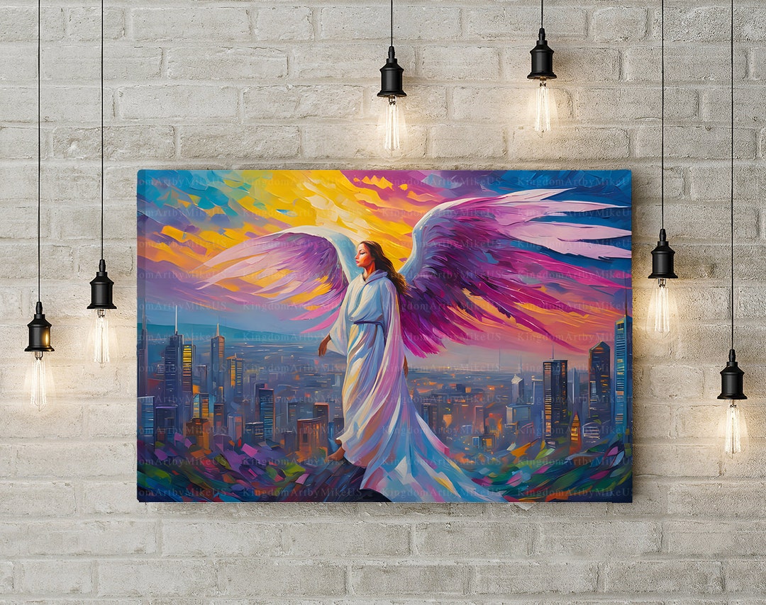 Protection Angel 2 - Christian Art on Canvas | Guardian Angel, Church ...
