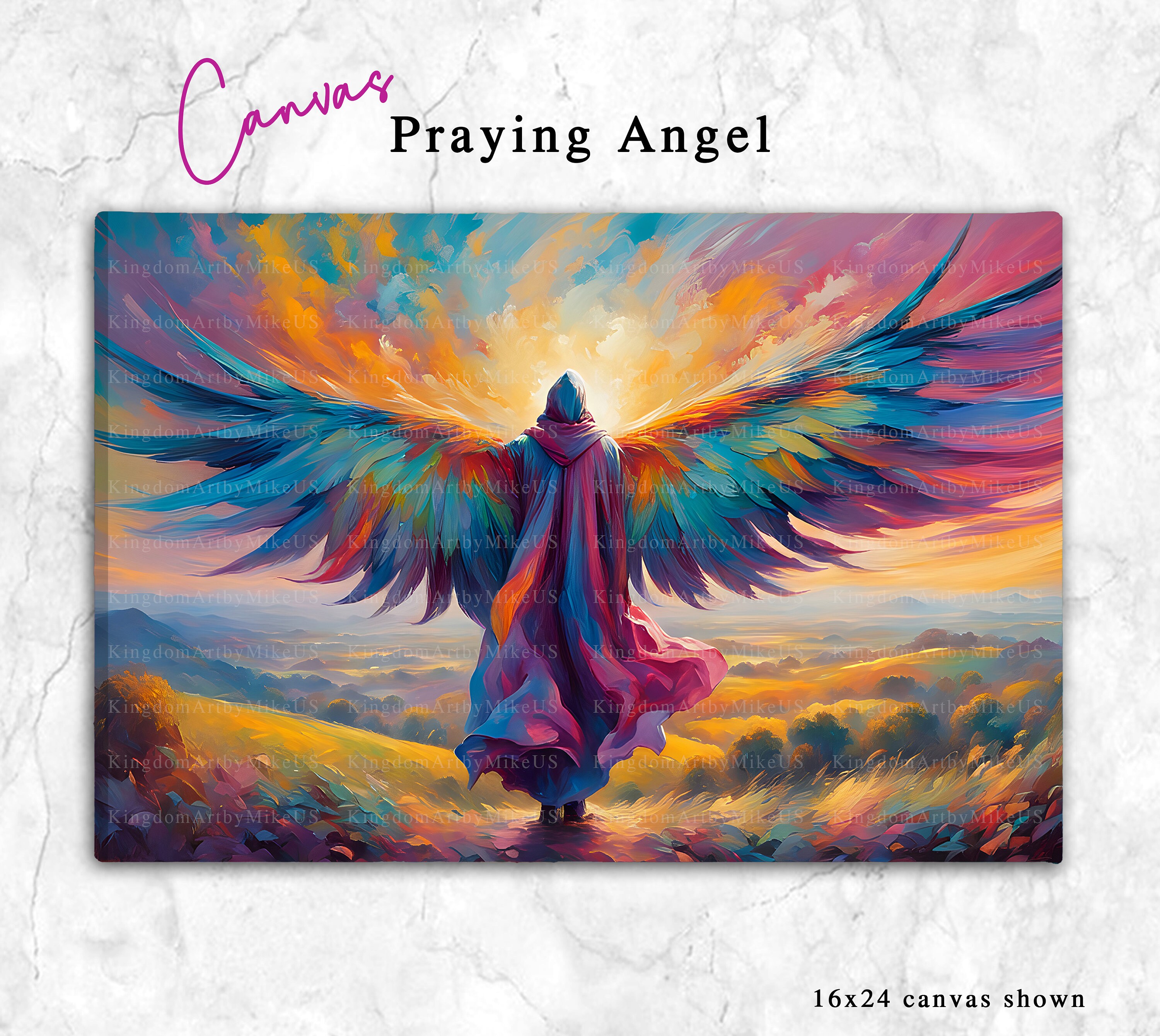 Praying Angel Christian Art On Canvas Guardian Angel Church Art Praying Angel Christian Art On Canvas Guardian Angel Church Art