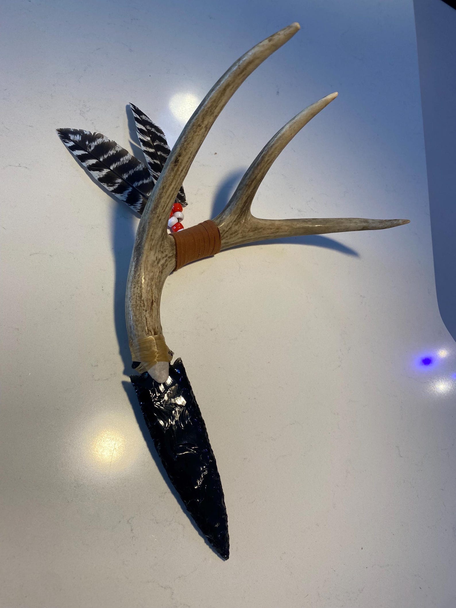 Native American Indian Deer Antler Knife Made by Enrolled Member of the ...