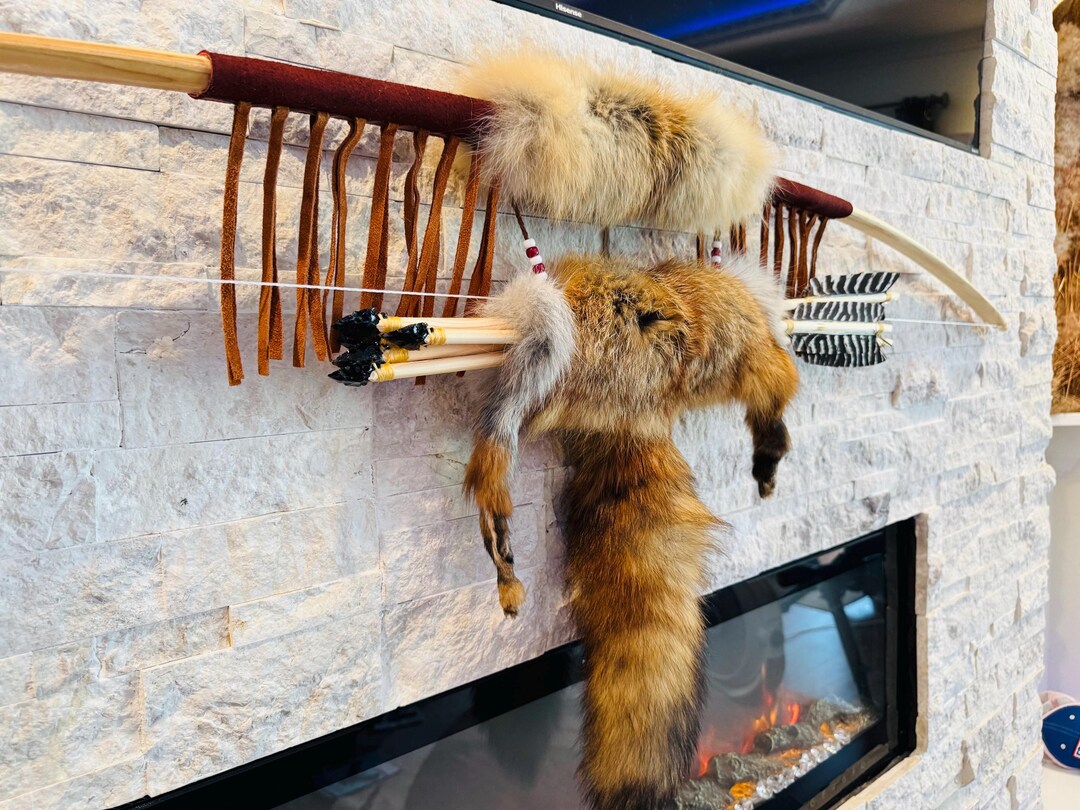 A Powerful Native Ceremonial Indian Fox Bow and Arrow Set Made by ...