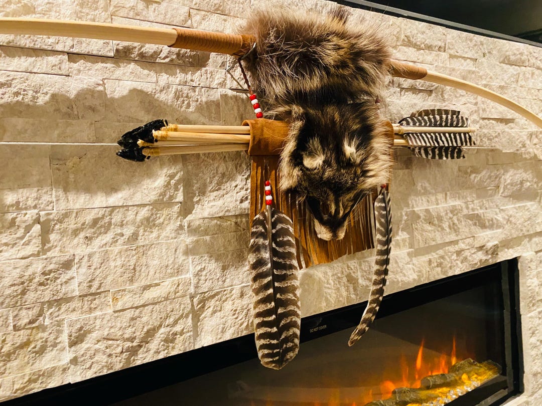 A Powerful Native American Indian Raccoon Bow and Arrow Set Made by ...