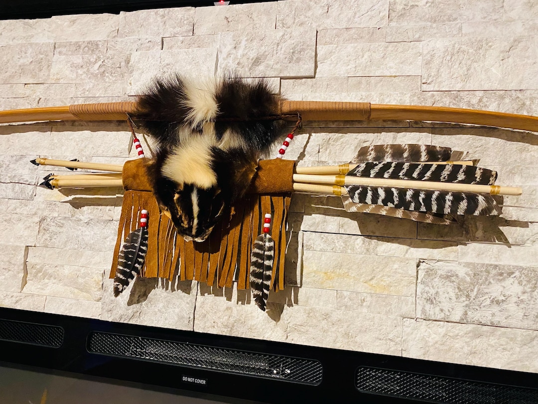 A Powerful Native American Indian Skunk Bow and Arrow Set Made by ...