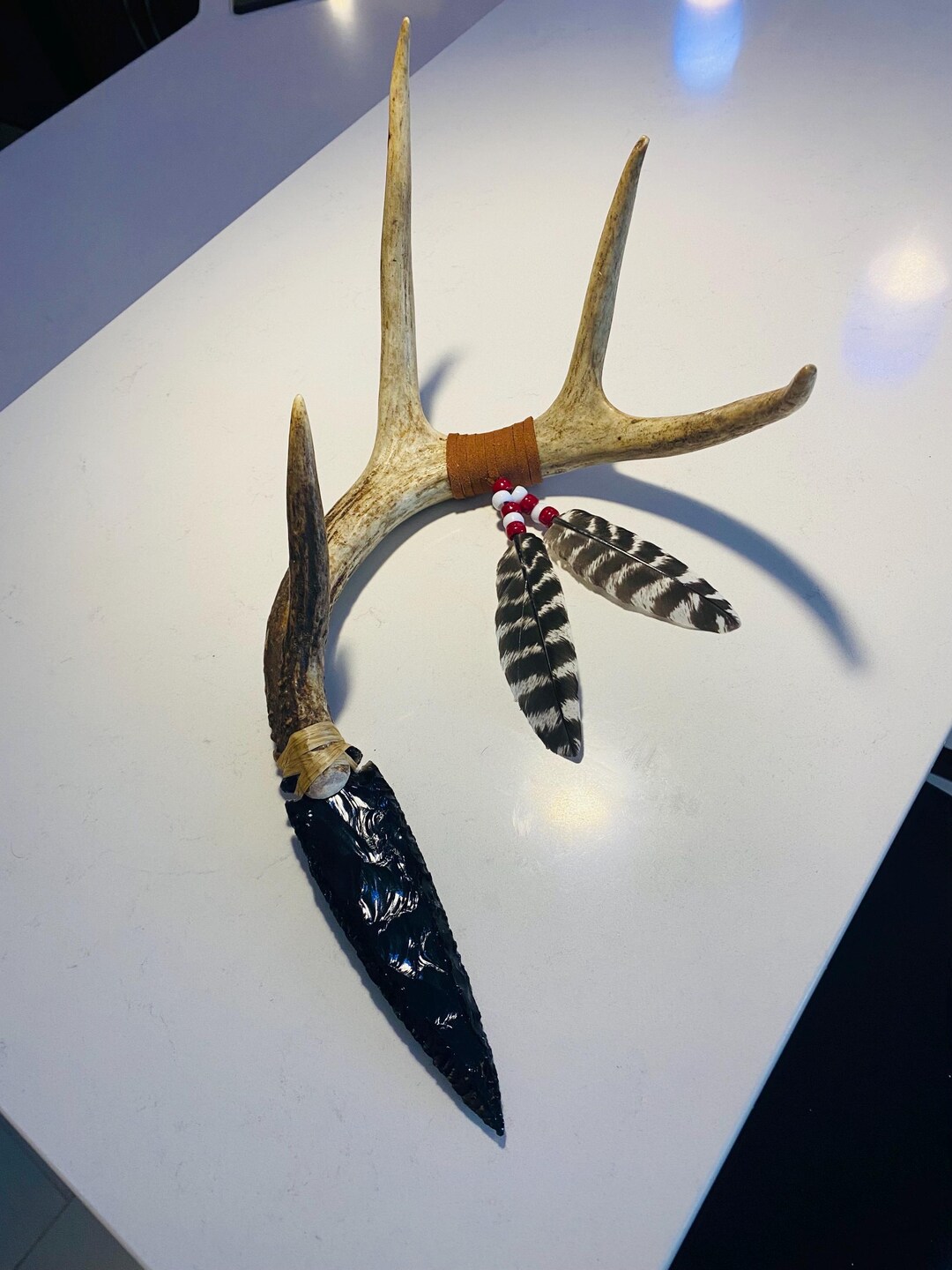 Native American Indian Deer Antler Knife Made by Enrolled Member of the ...