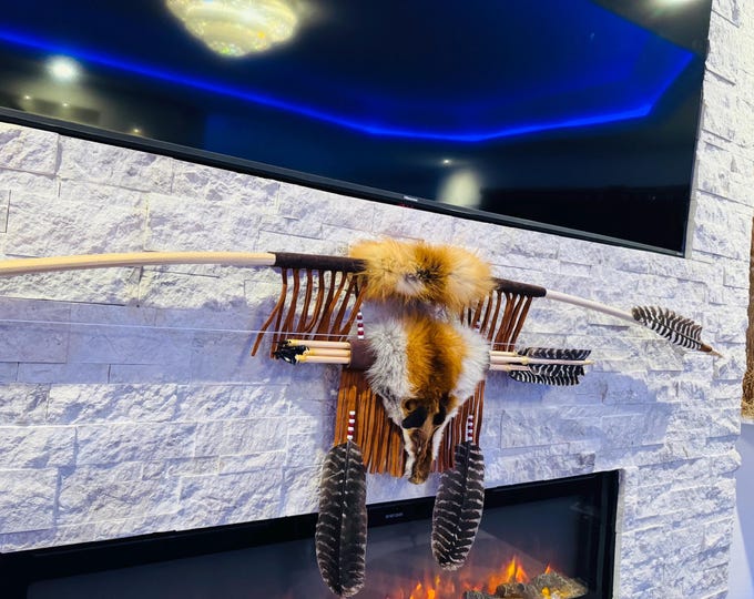 A Powerful Native Ceremonial Indian Fox Bow and Arrow Set Made by ...
