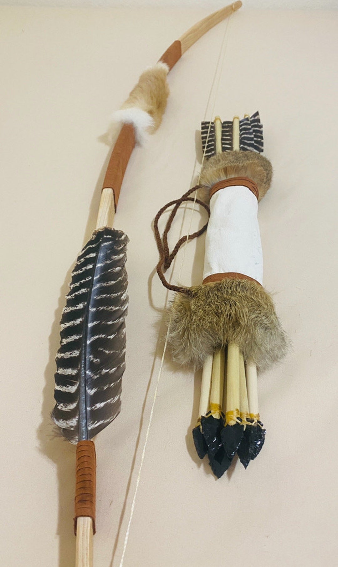 Working Native American Hickory Bow and Arrows Made by Enrolled Member ...