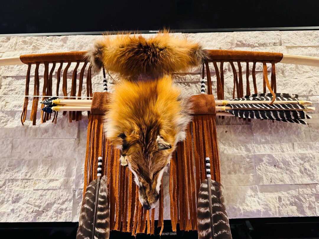 A Powerful Native Ceremonial Indian Fox Bow and Arrow Set Made by ...