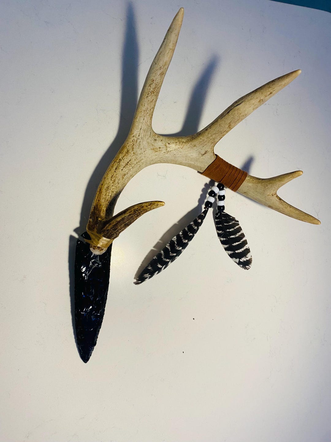 Native American Indian Deer Antler Knife Made by Enrolled Member of the ...