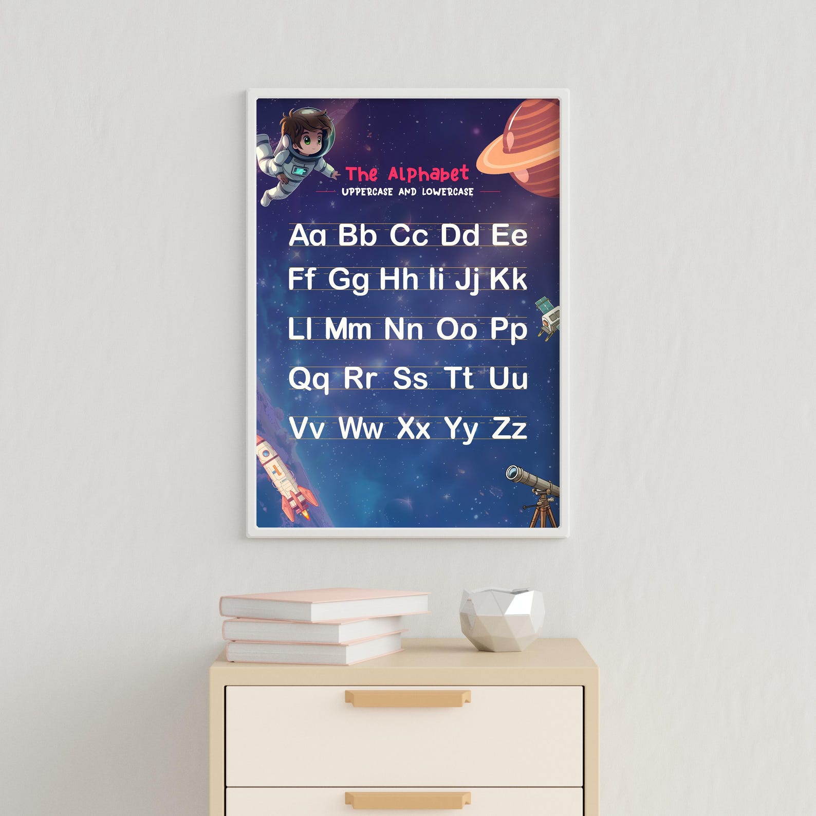 Anime Space Alphabet Poster, Space Theme Nursery ABC Wall Art Boy ...