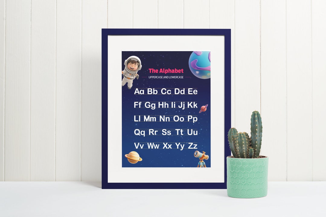 Outer Space Alphabet Poster, Space Theme Nursery ABC Wall Art Boy ...