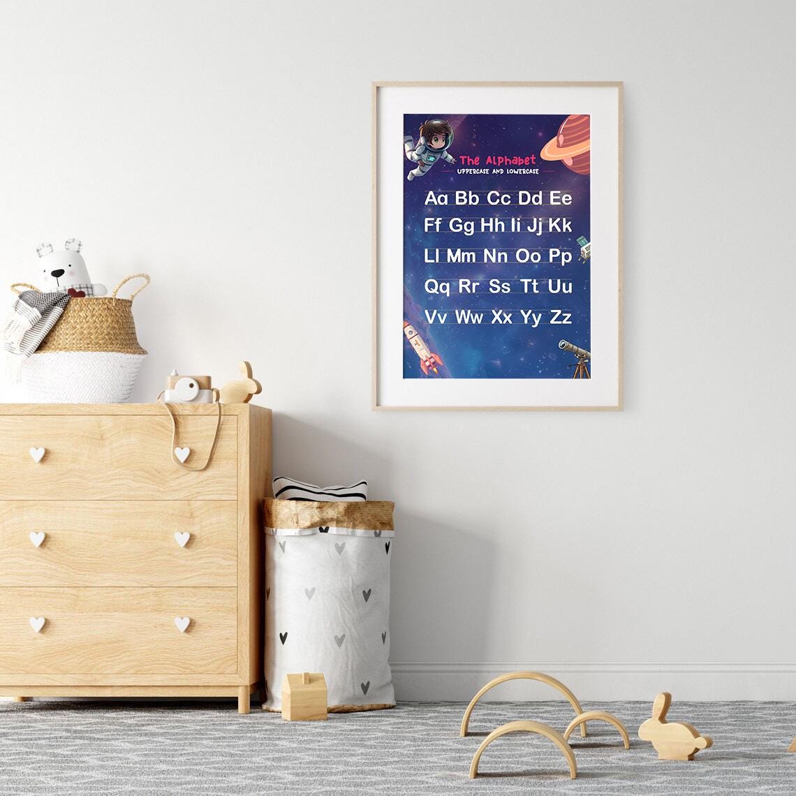 Anime Space Alphabet Poster, Space Theme Nursery ABC Wall Art Boy ...