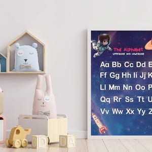 Anime Space Alphabet Poster, Space Theme Nursery ABC Wall Art Boy ...