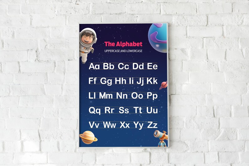 Outer Space Alphabet Poster, Space Theme Nursery ABC Wall Art Boy ...