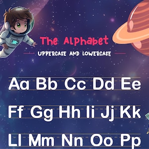 Anime Space Alphabet Poster, Space Theme Nursery ABC Wall Art Boy ...