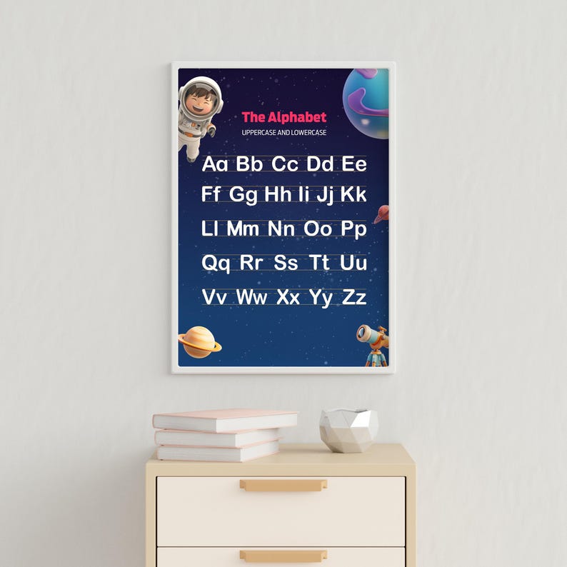 Outer Space Alphabet Poster, Space Theme Nursery ABC Wall Art Boy ...