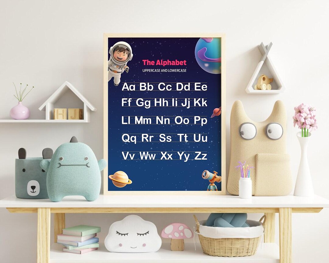 Outer Space Alphabet Poster, Space Theme Nursery ABC Wall Art Boy ...