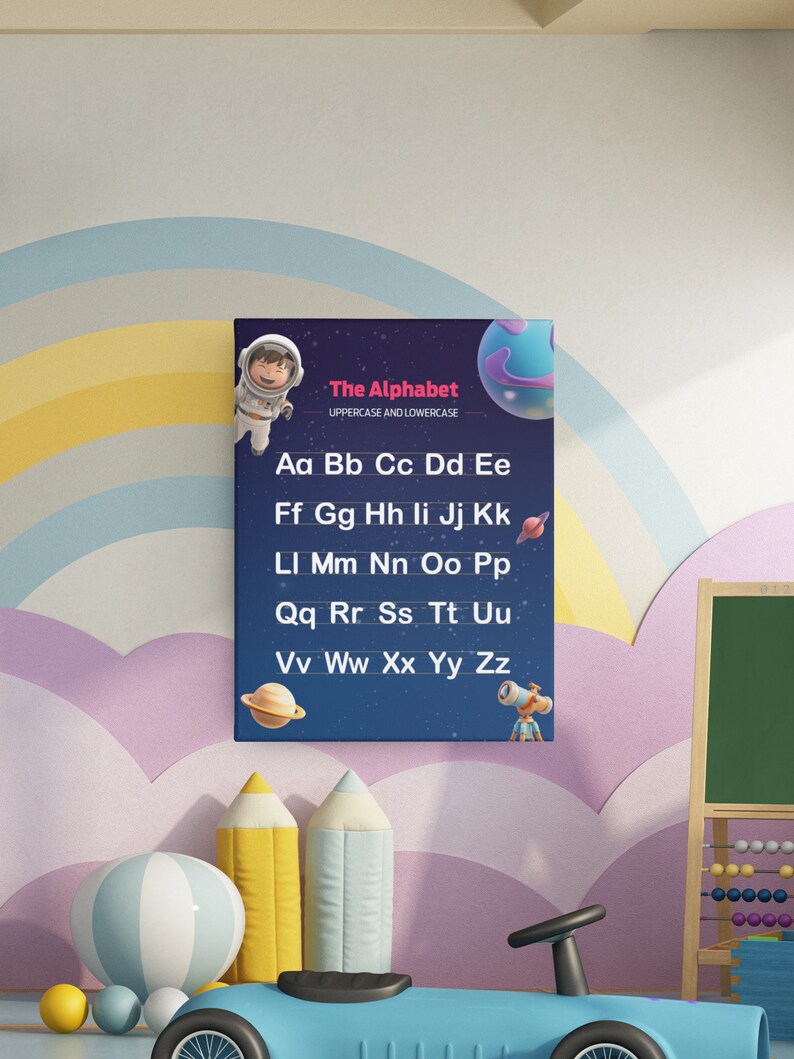 Outer Space Alphabet Poster, Space Theme Nursery ABC Wall Art Boy ...