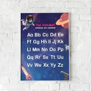 Anime Space Alphabet Poster, Space Theme Nursery ABC Wall Art Boy ...