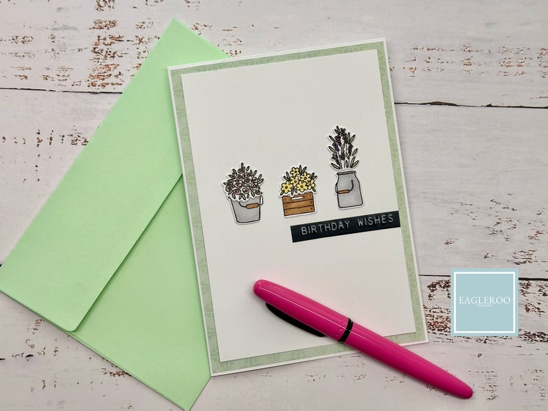 Birthday Wishes Card Happy Birthday Card Birthday Card Flower Buckets ...