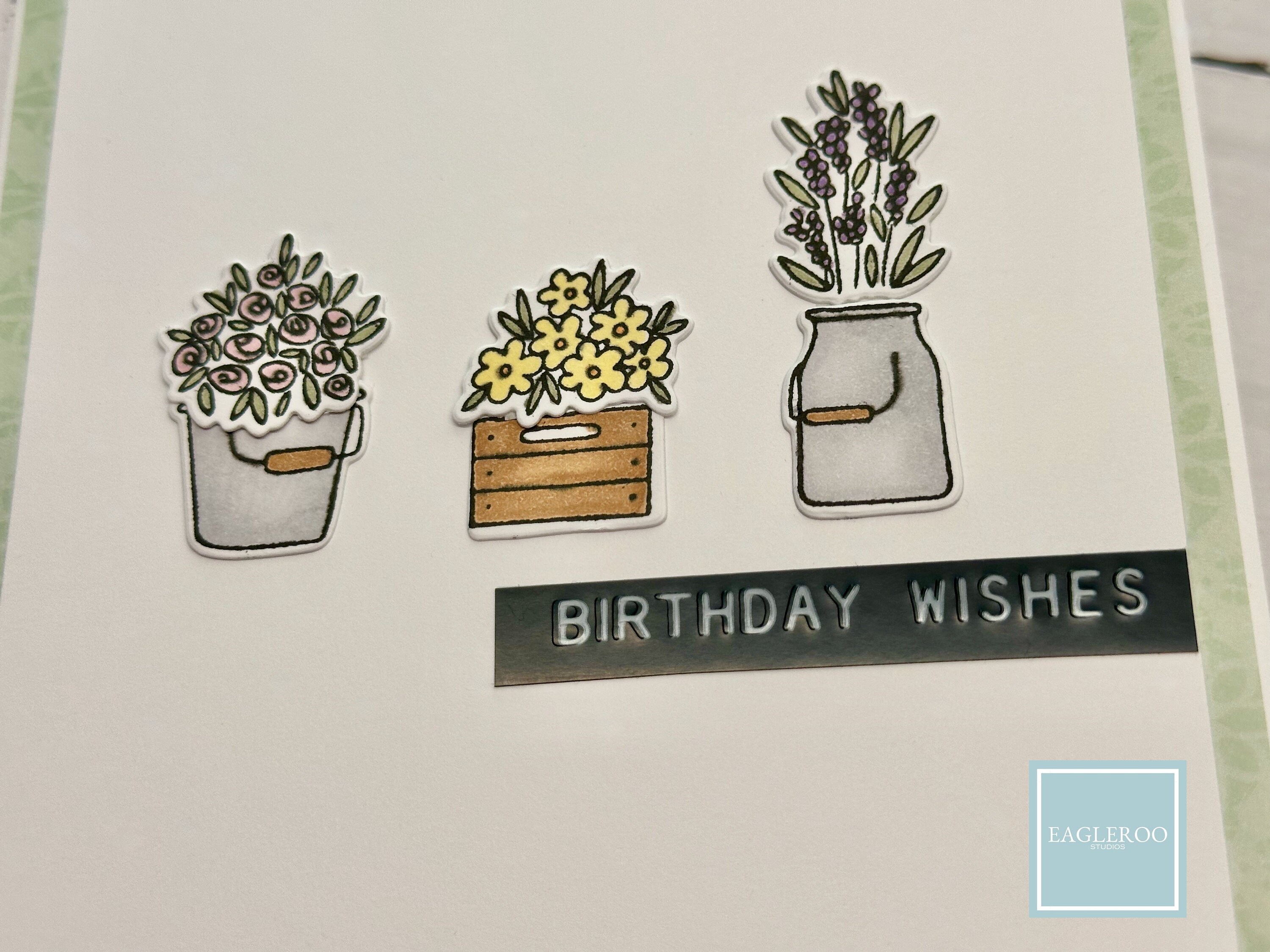 Birthday Wishes Card Happy Birthday Card Birthday Card Flower Buckets ...