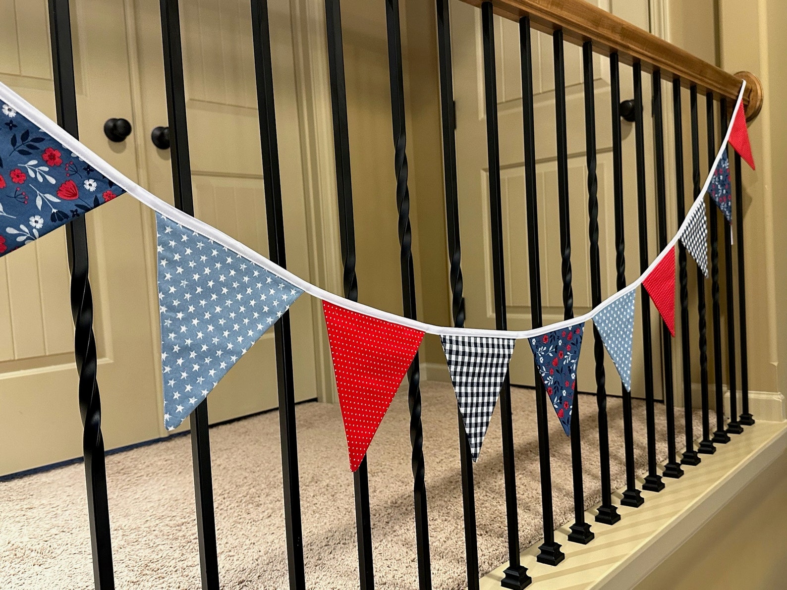 Red and Blue Patriotic Bunting | Summer Decor Bunting | 129 Inches (327 ...